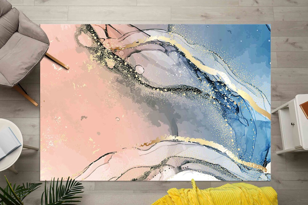 Blue and Pink Marble Rugs, Luxury Marble Rugs, Contemporary Rugs ...