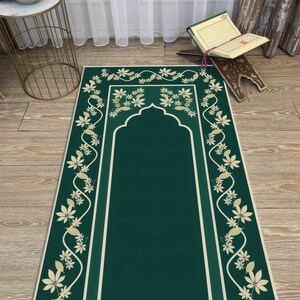 Green Prayer Rug, Beige Prayer Rug, Islamic Rug, Muslim Home Rug ...