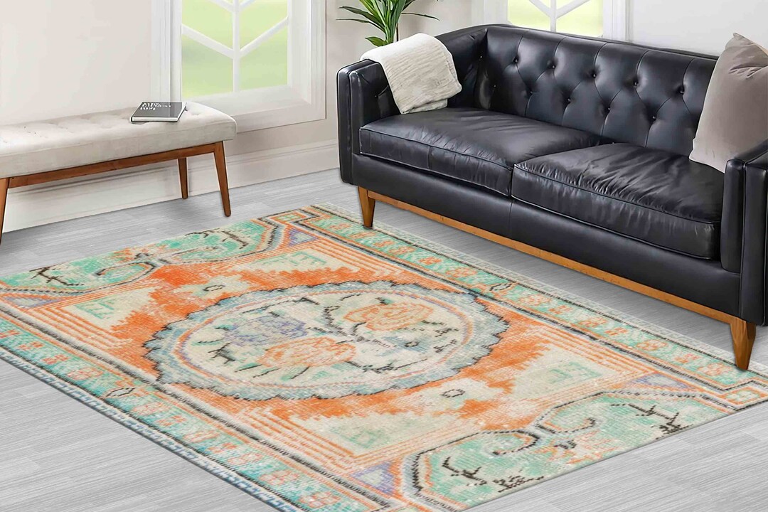 Abstract Rose Pattern Rug Muted Rugs Orange Rug Vintage - Etsy