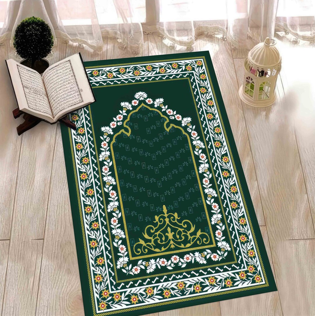 Green Prayer Rug, Yellow Prayer Rug, Worship Rug, Muslim Rug, Door Mat ...