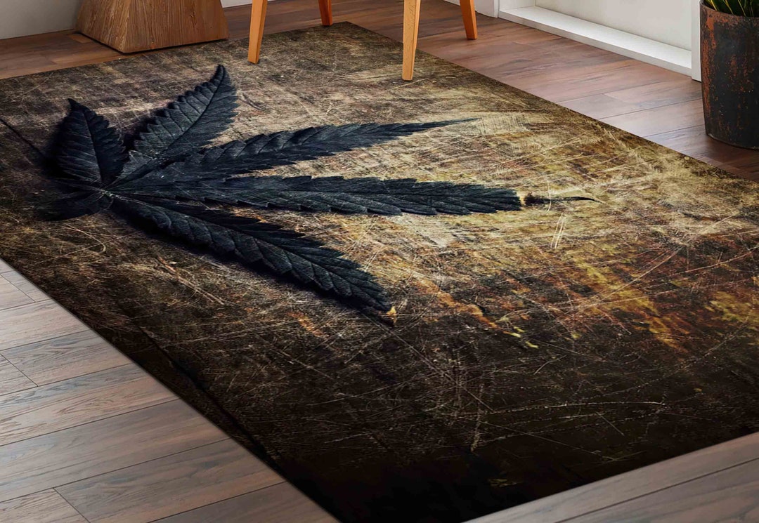 Marijuana Rug, Vintage Effect Rug, Leaf Rug, Leaves Rug, Corridor Rug ...