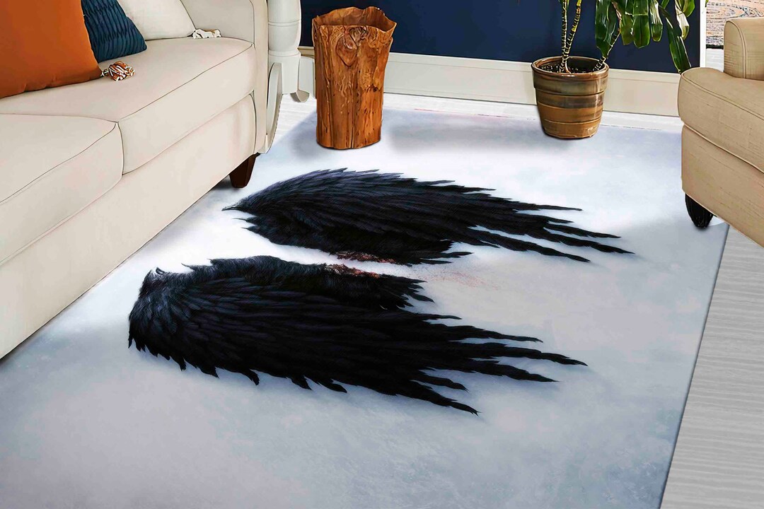 Black Wings Rug: Abstract Angel Design, Modern Home Decor - Etsy