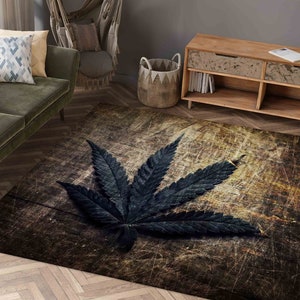 Marijuana Rug, Vintage Effect Rug, Leaf Rug, Leaves Rug, Corridor Rug ...