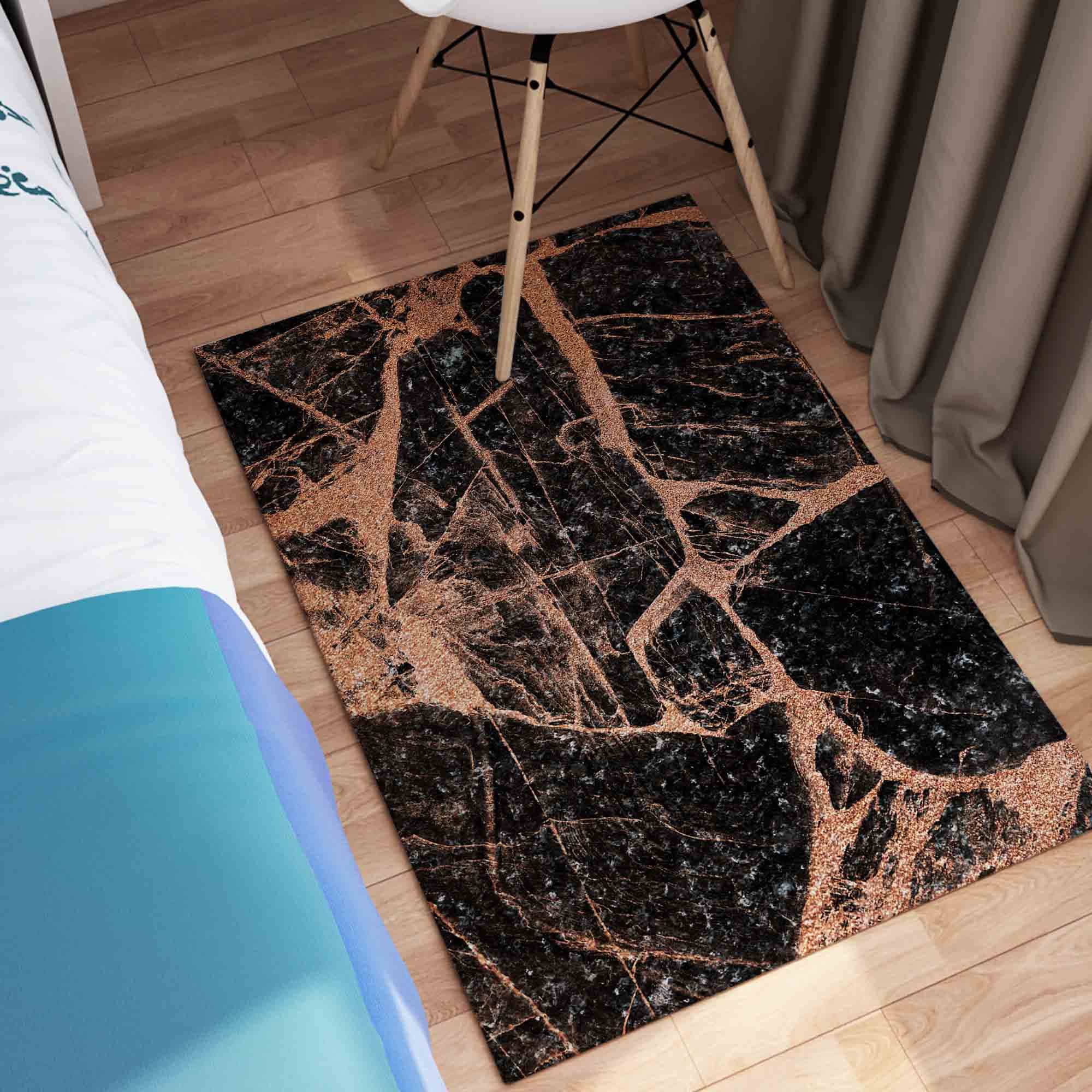 Copper Rug Black Marble Rug Shimmery Rug Copper Marble Rug - Etsy