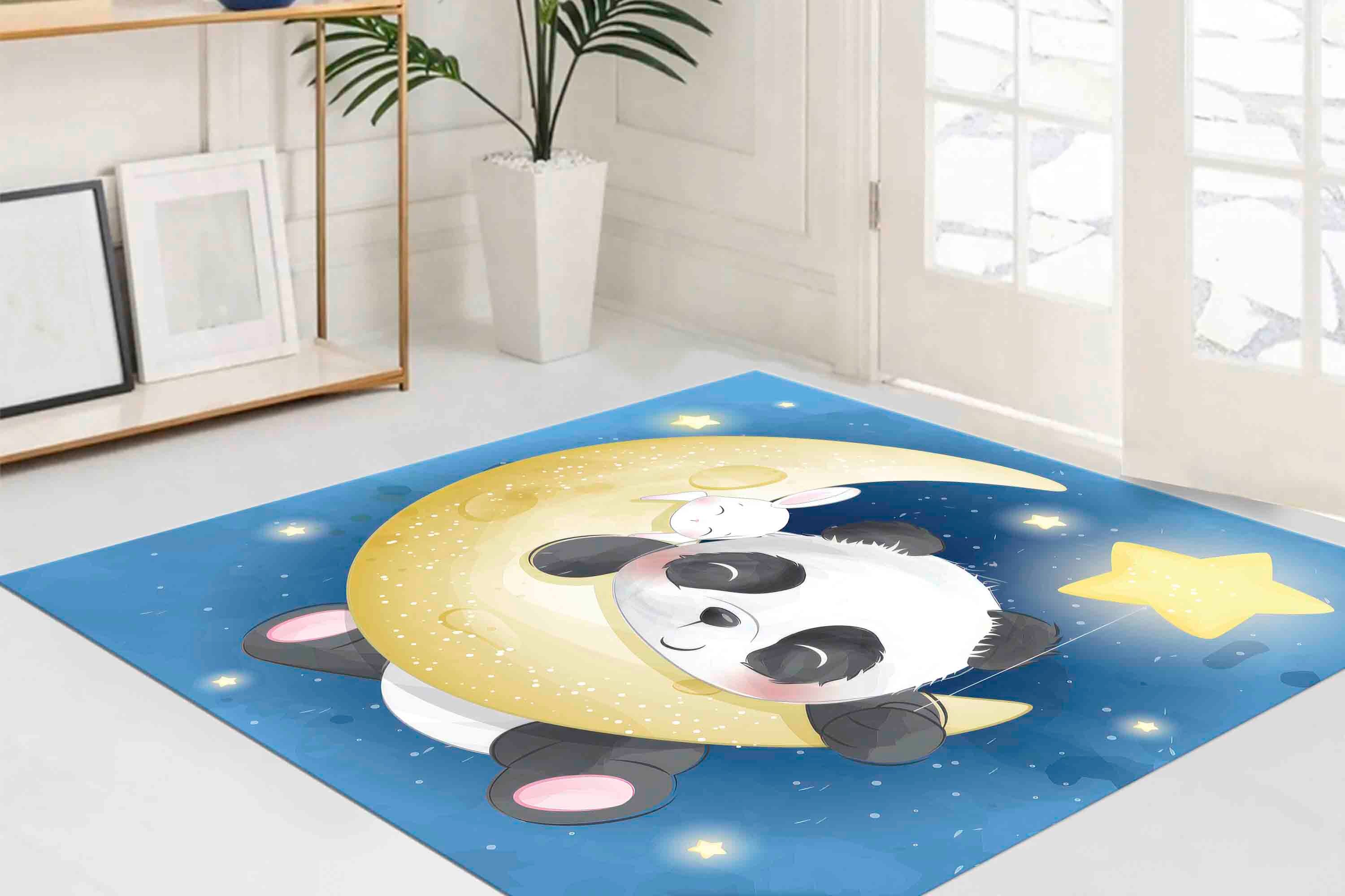Cute Panda Rug, Cute Moon Rugs, Panda Rugs, Children Rugs, Gift Rug ...