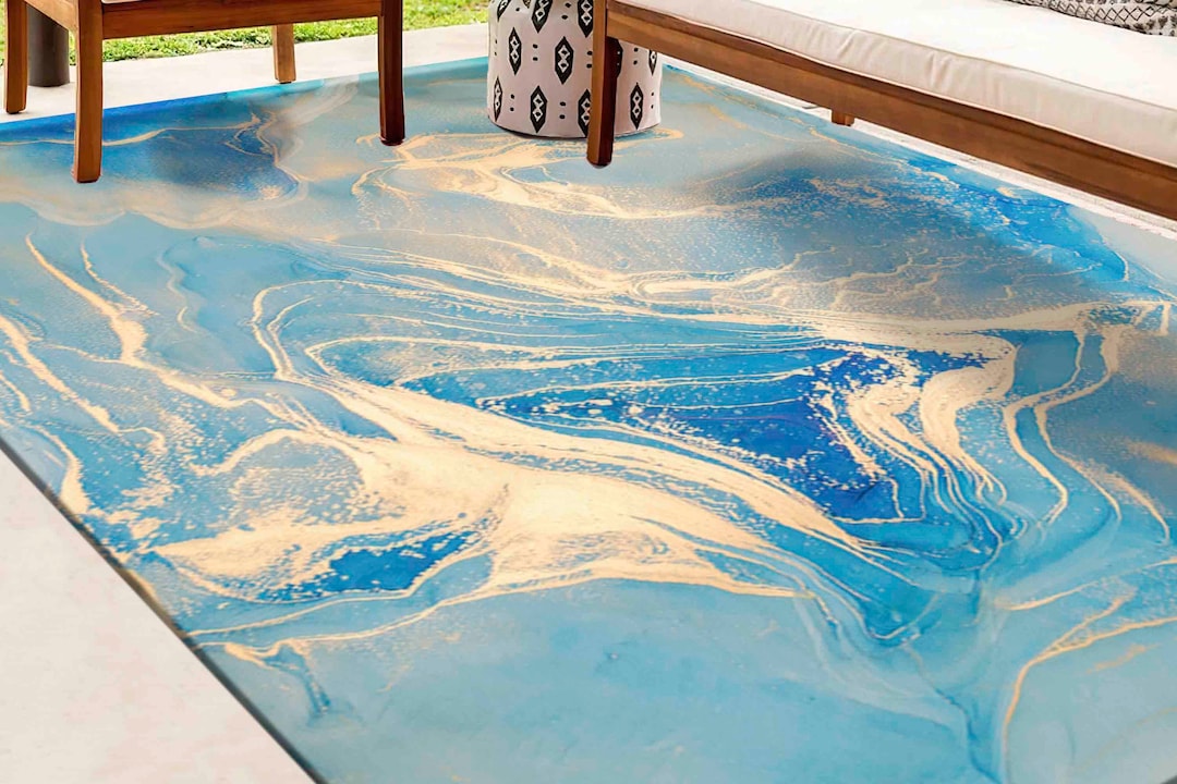 Blue and Gold Marble Rug, Luxury Marble Rugs, Gold Marble Rugs, Modern ...