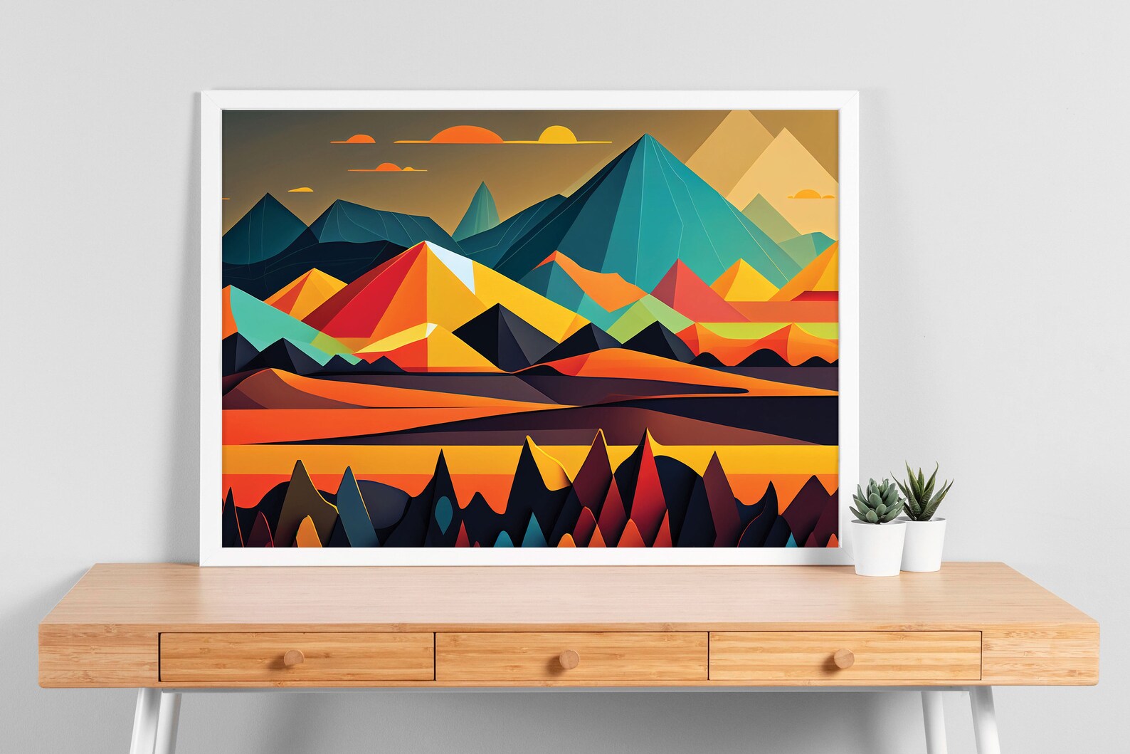 Geometric Flat Art Mountains. Set of 2. Digital Prints - Etsy