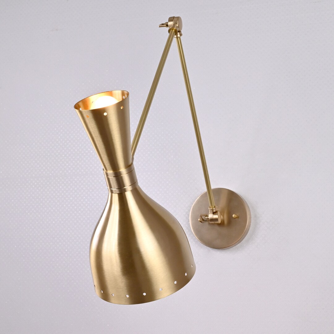 Pure Brass Diabolo Reading Light Wall Sconce 2 Bulbs Brass Wall Lamp ...