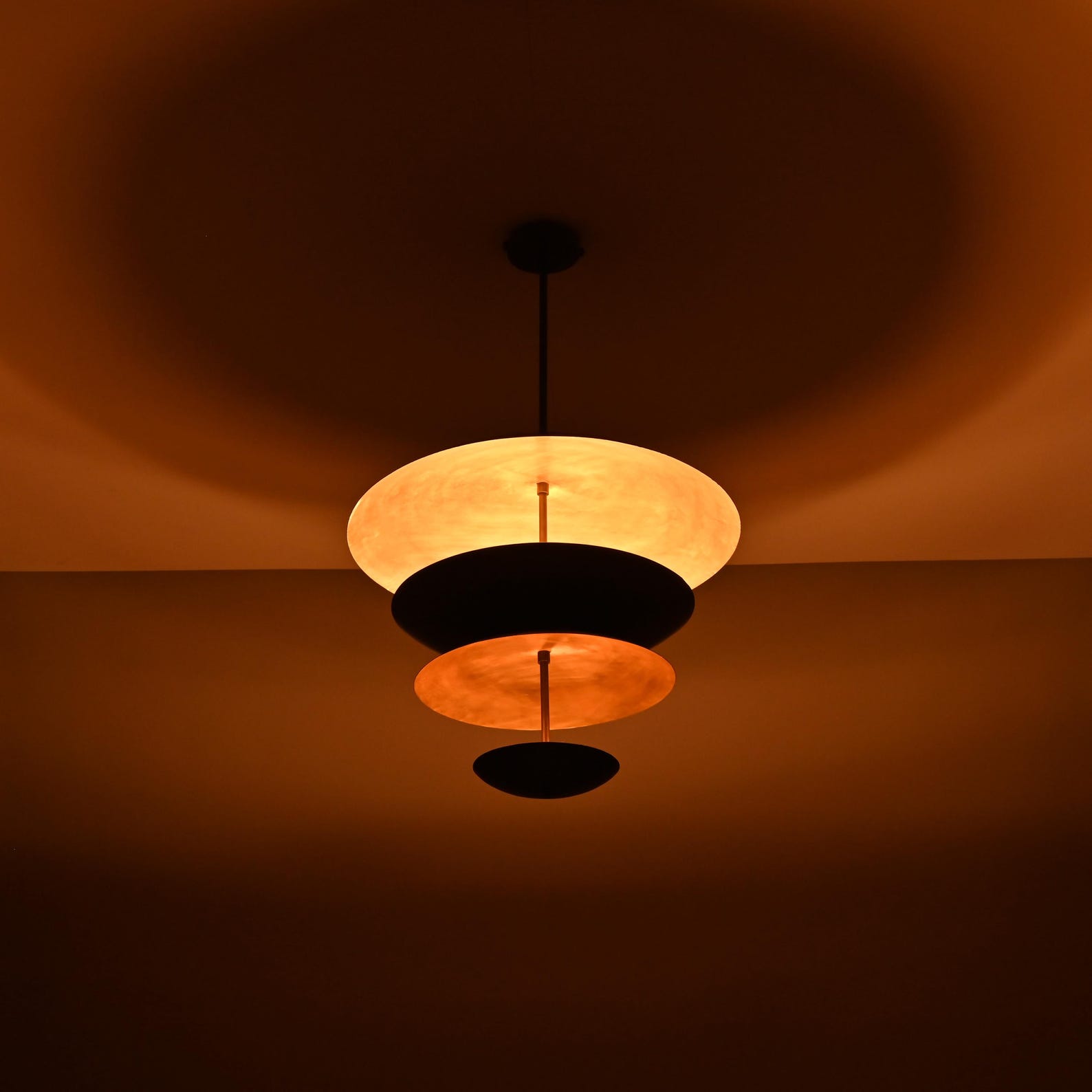 6 Lights Brass Disc Lamp Fountain Ceiling Pendant Mid Century Modern ...