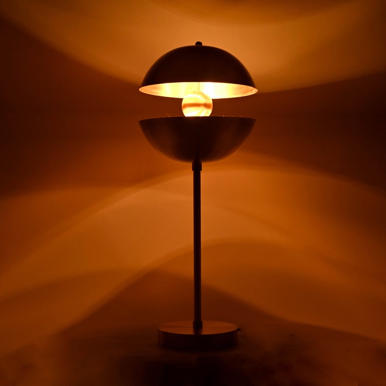 Brass Sunrise Table Lamp Mid Century Modern Drum Table Light 1950's ...