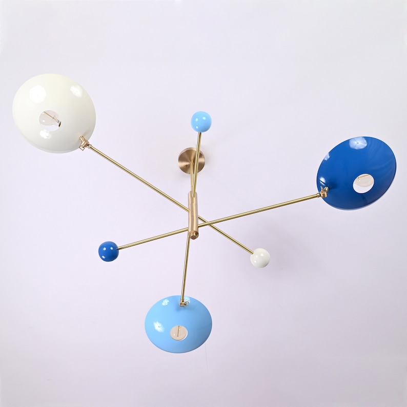 3 Lights Brass Orbital Pendant Lamp Colorful Mid Century Modern Sputnik ...