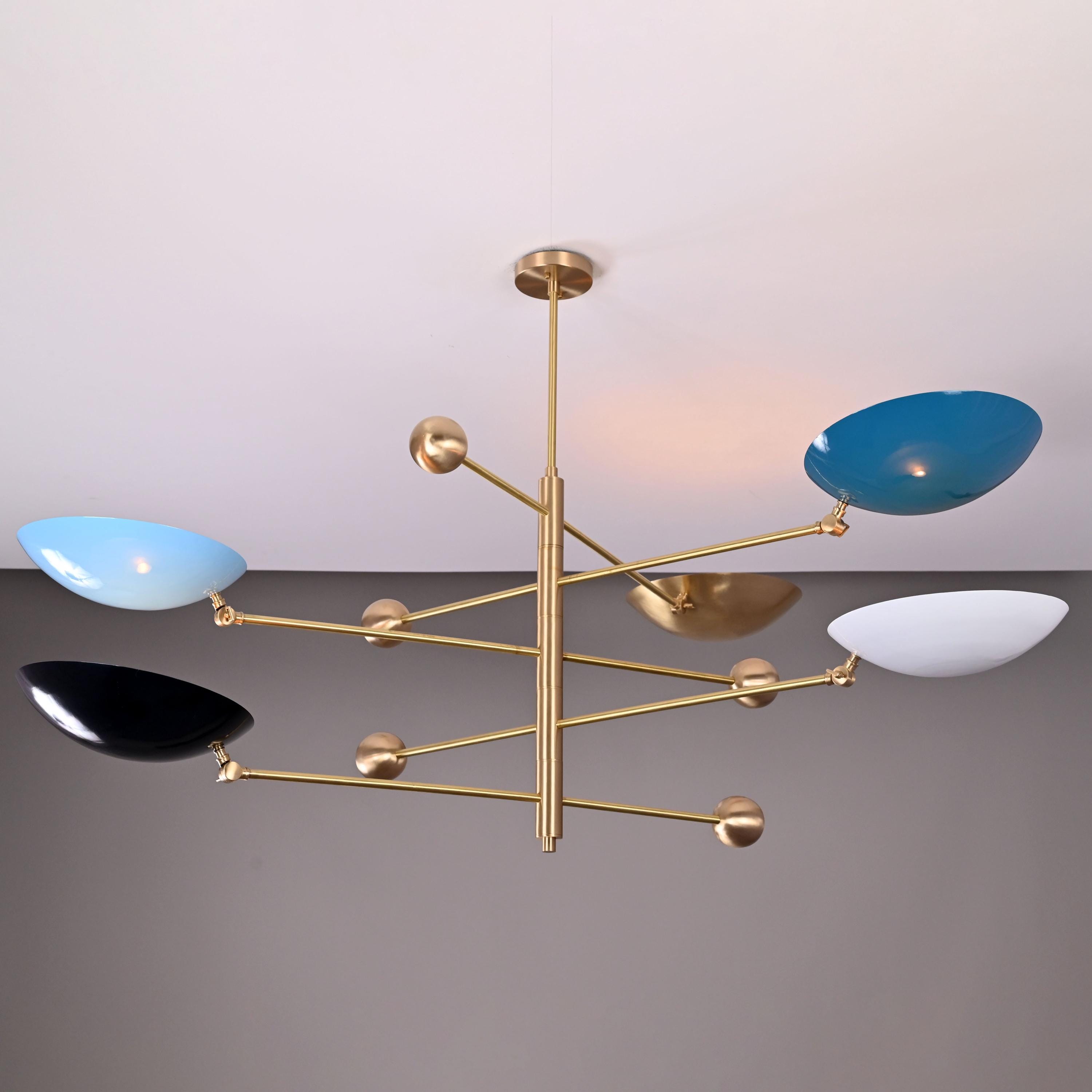 5 Lights Colorful Orbital Pendant Lamp Made of Full Brass Mid Century ...