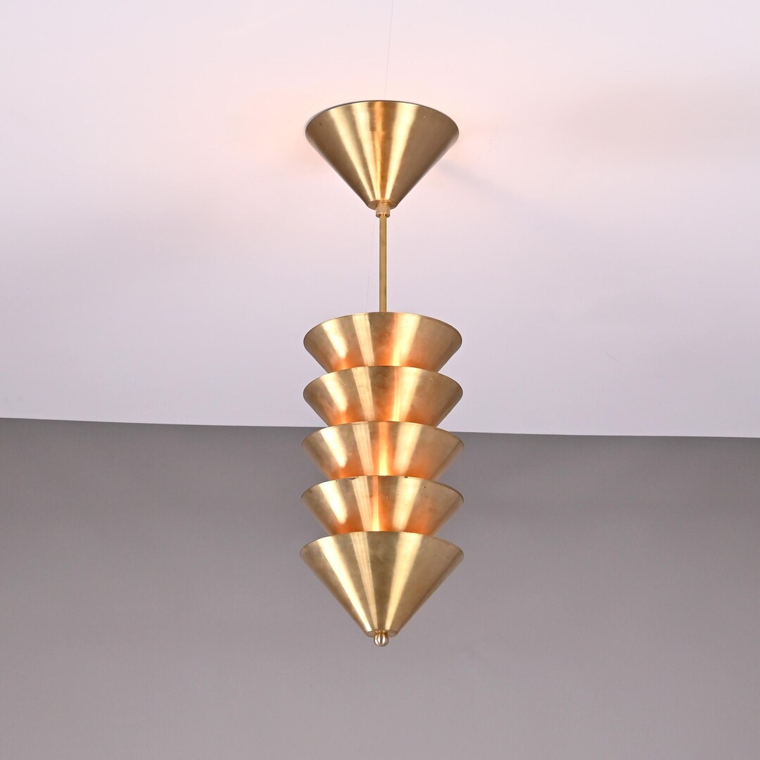 Art Deco Brass Pendant Light, Staircase Chandelier, 15 Bulbs - Etsy