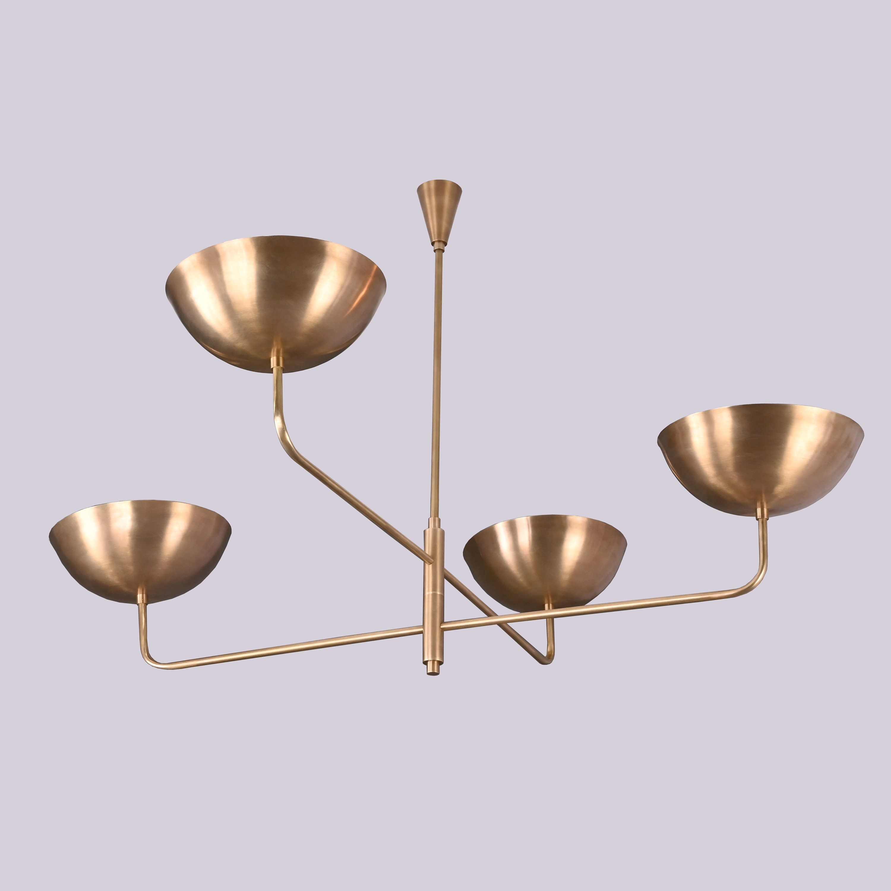 4 Lights Large Brass Orbital Ceiling Lamp Curved Pendant Mid Century ...