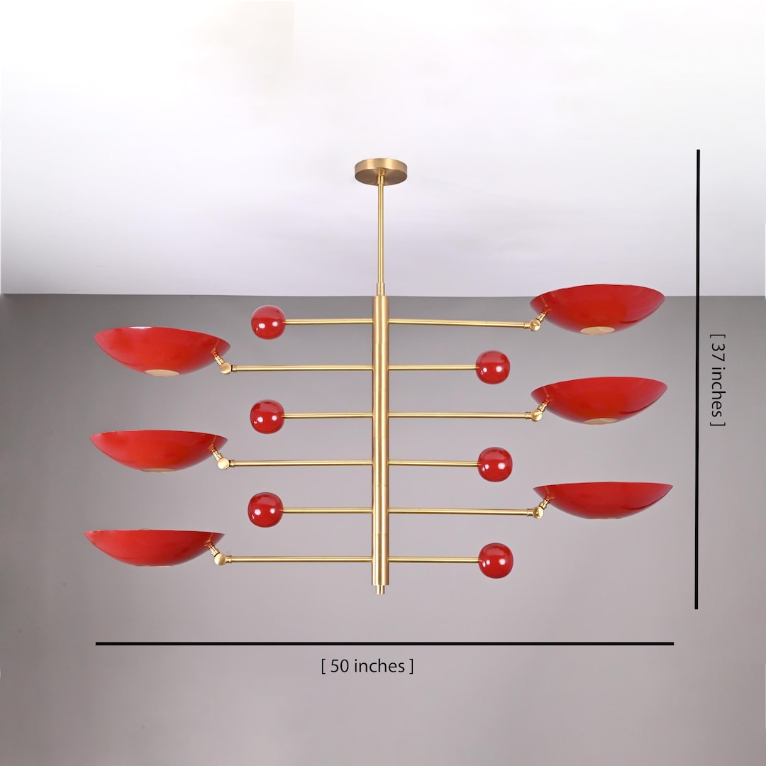 6 Lights Orbital Pendant Ceiling Lamp Mid Century Modern Brass ...