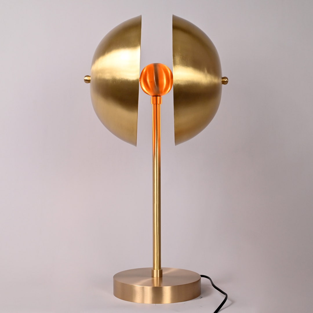 Brass Sunrise Table Lamp Mid Century Drum Modern Desk Light 1950's Desk ...
