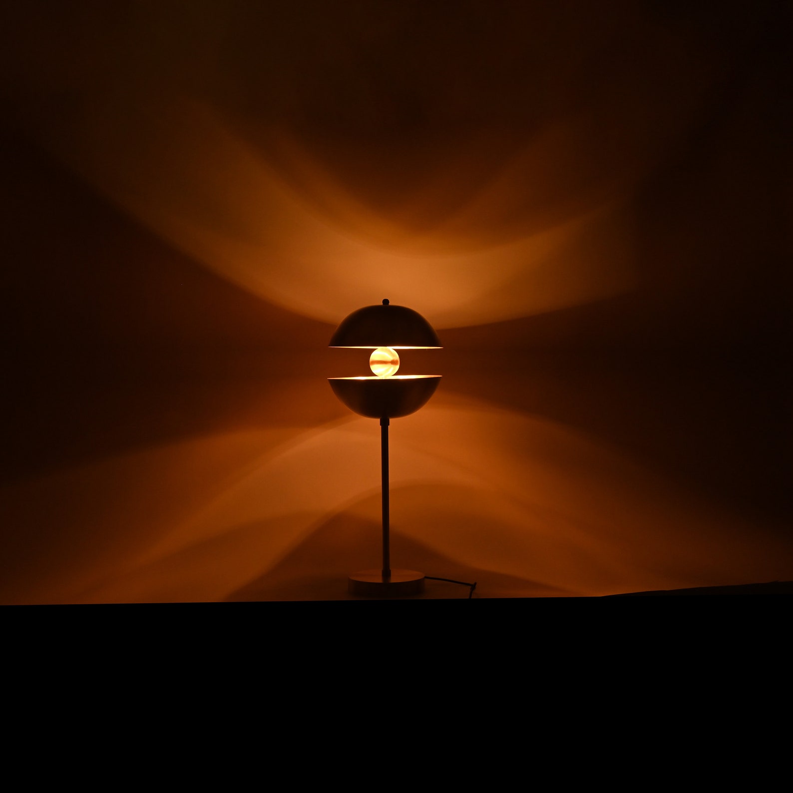 Brass Sunrise Table Lamp Mid Century Modern Drum Table Light 1950's ...