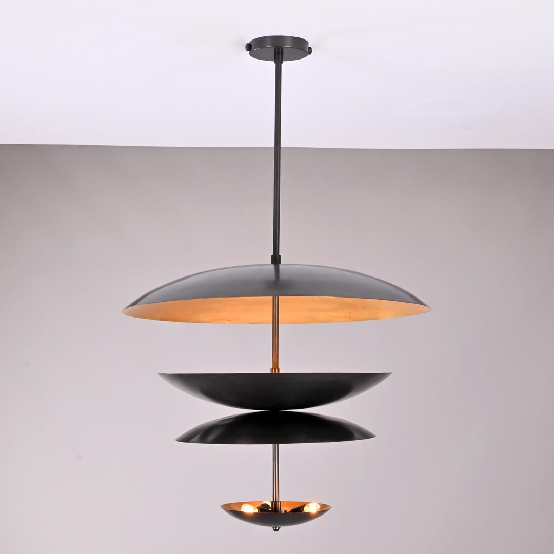 6 Lights Brass Disc Lamp Fountain Ceiling Pendant Mid Century Modern ...