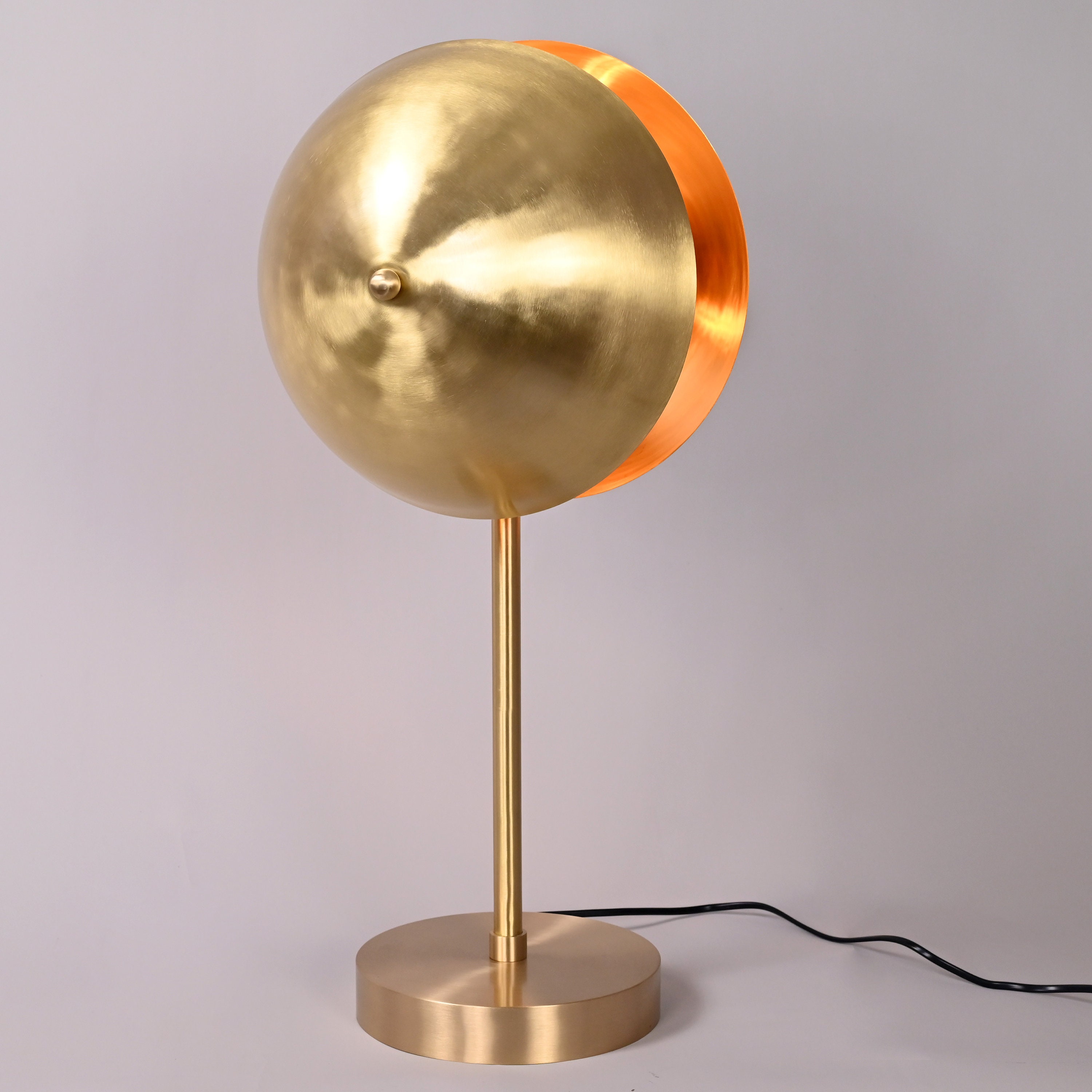 Brass Sunrise Table Lamp Mid Century Drum Modern Desk Light 1950's Desk ...