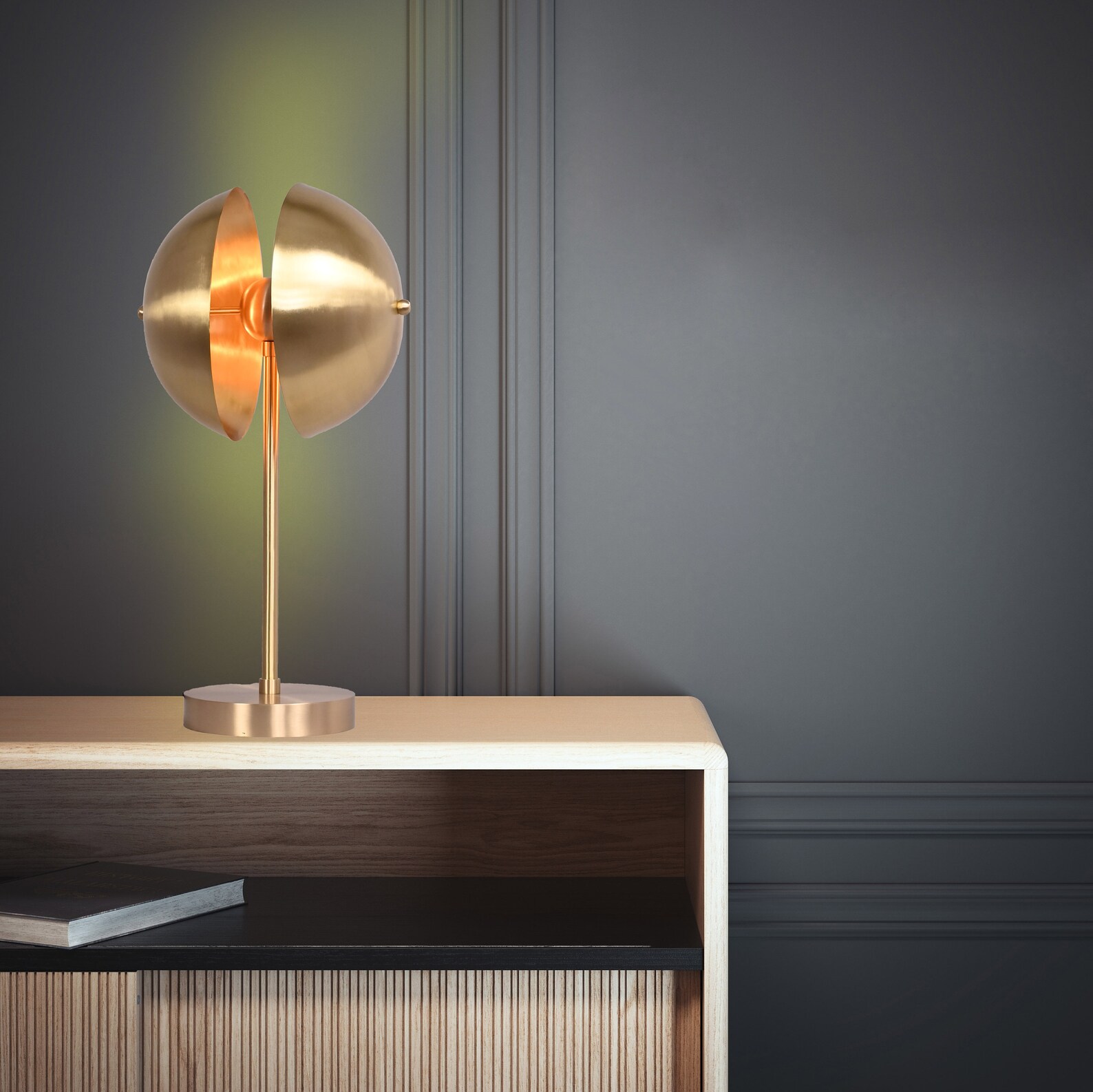 Brass Sunrise Table Lamp Mid Century Drum Modern Desk Light 1950's Desk ...