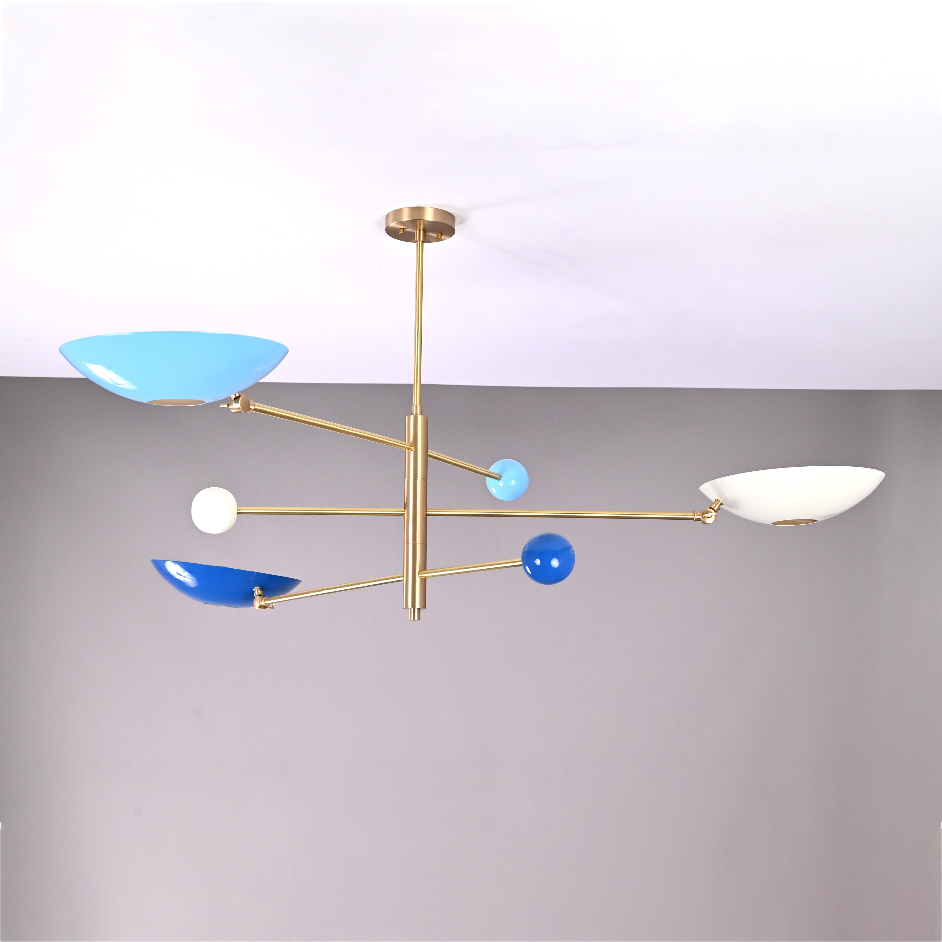 3 Lights Brass Orbital Pendant Lamp Colorful Mid Century Modern Sputnik ...