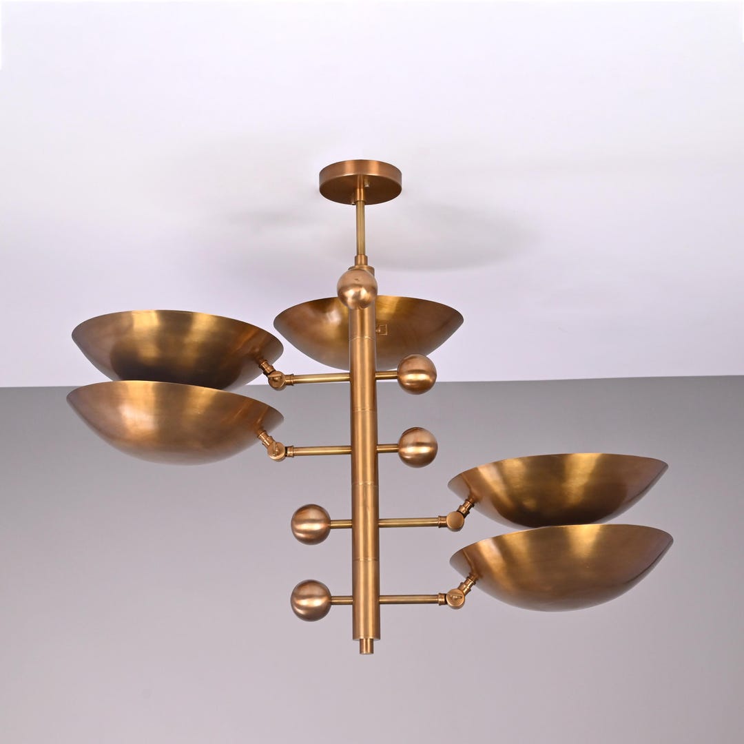 5 Lights Brass Orbital Pendant Lamp Ceiling Light Mid Century Modern No ...
