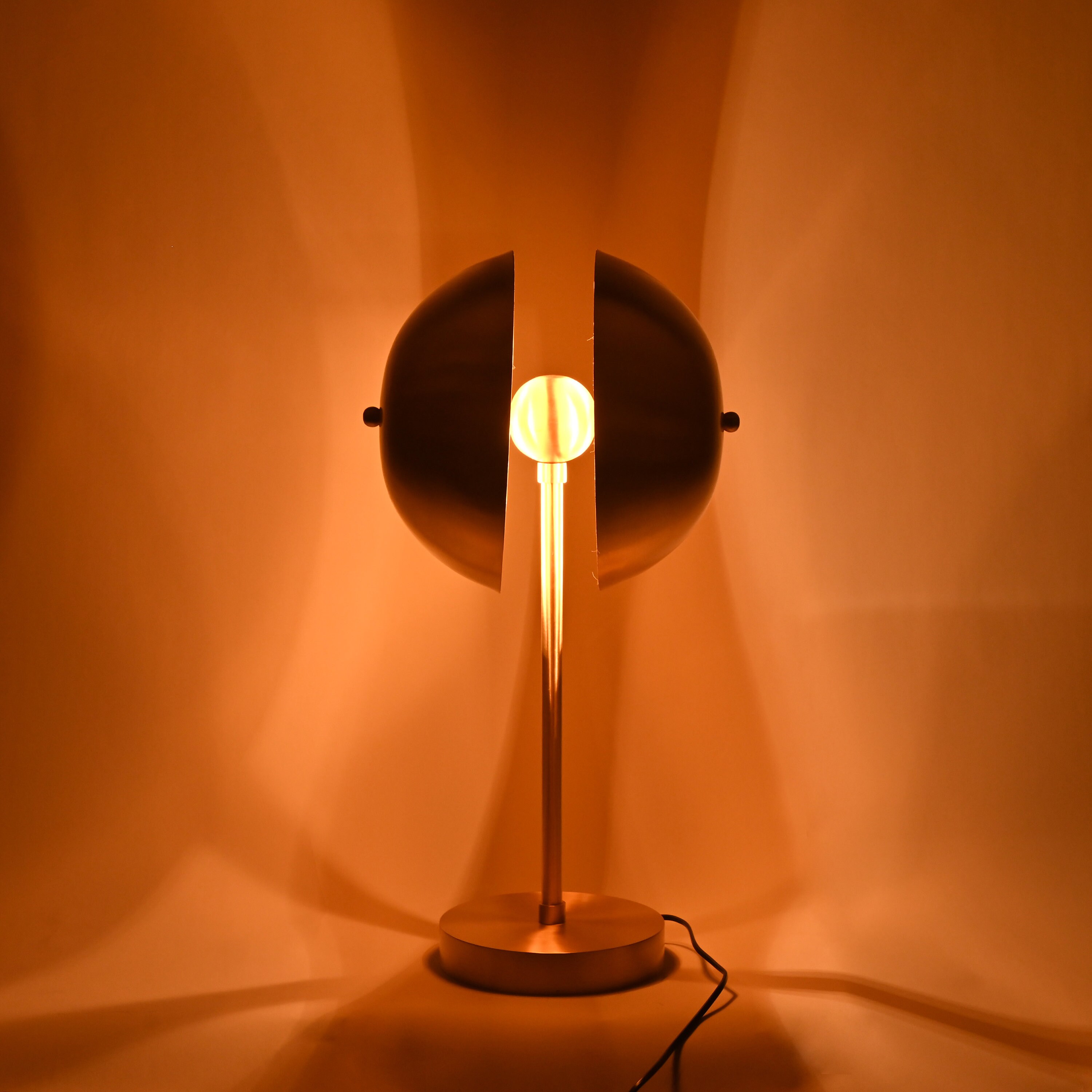 Brass Sunrise Table Lamp Mid Century Drum Modern Desk Light 1950's Desk ...