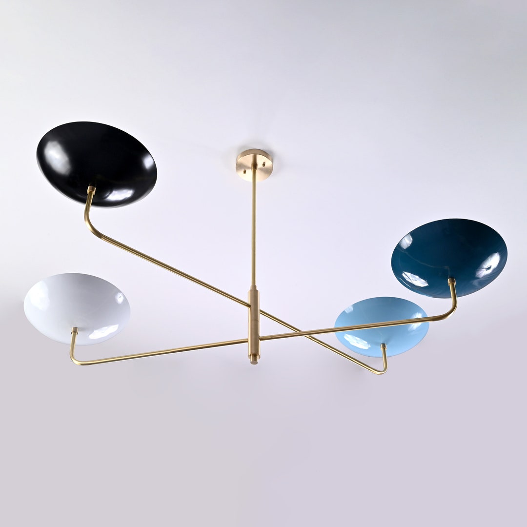 Large Brass Sputnik Chandelier, Mid Century Modern Orbital Ceiling ...