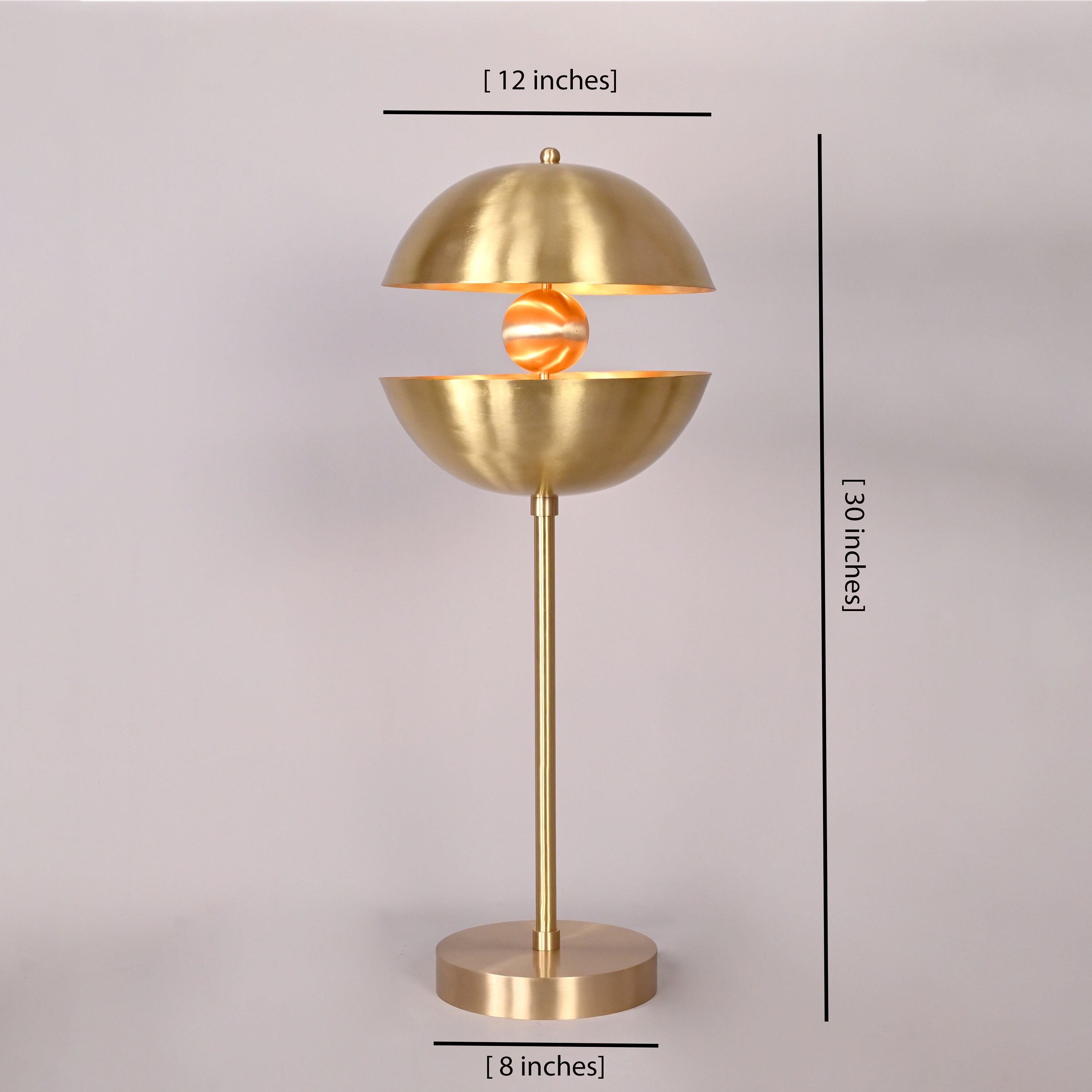 Brass Sunrise Table Lamp Mid Century Modern Drum Table Light 1950's ...