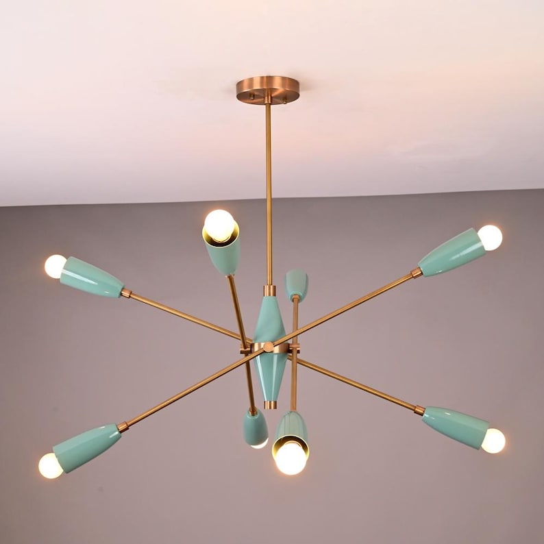 Mid-century Modern Sputnik Chandelier | Industrial Brass Pendant Light ...