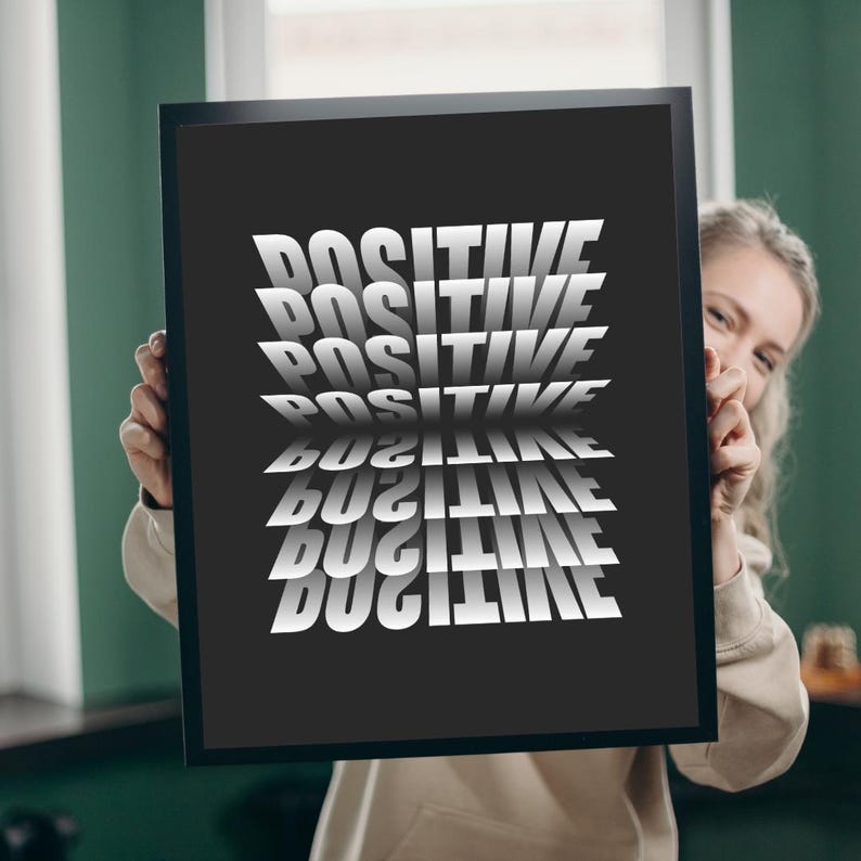 Positive Word Art Typography Printable Wall Art Digital Download, Home ...