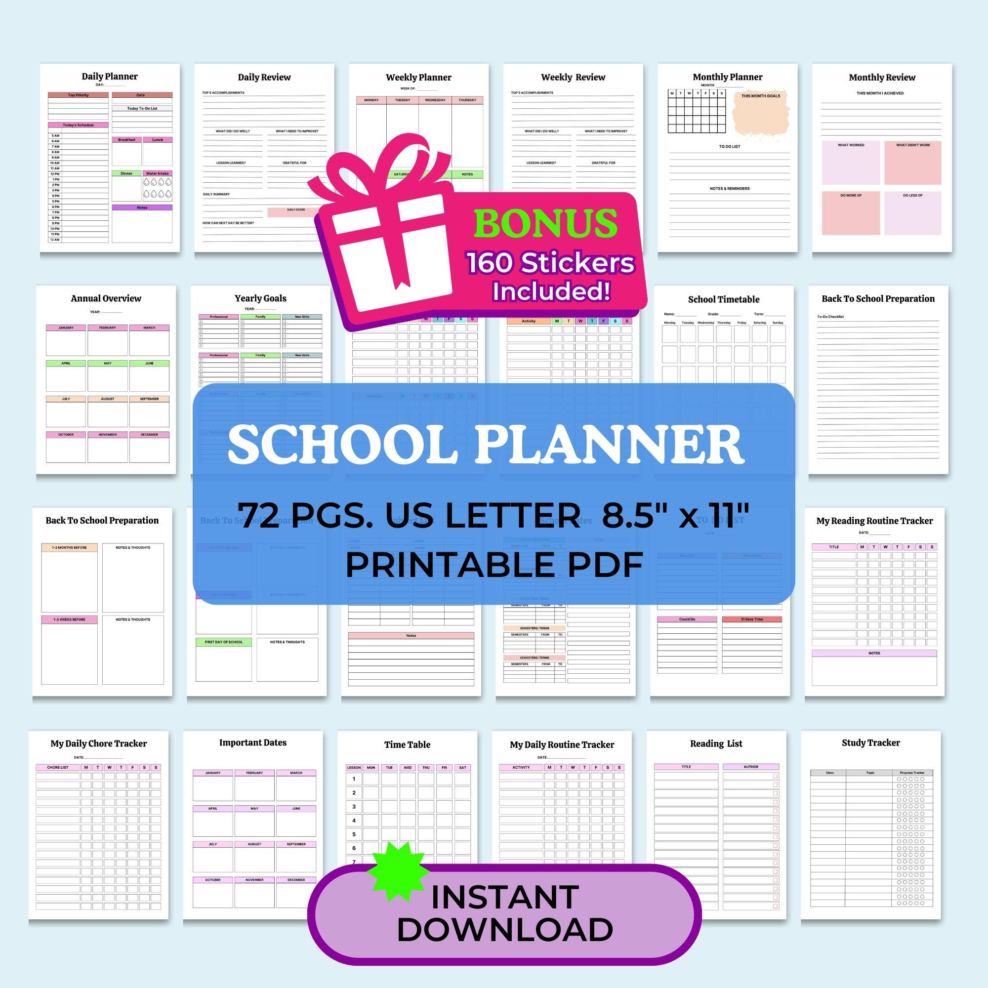 Printable Back to School Planner, 2024 - 2025 School Planner and ...