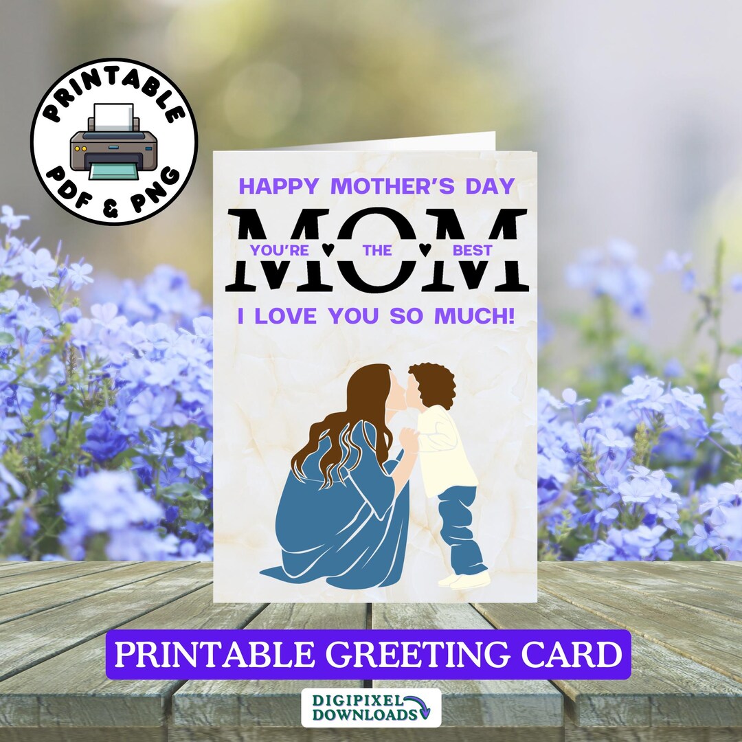 Printable Mother's Day Card, Split-word Monogram MOM You're the Best ...