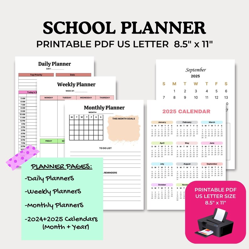Printable Back to School Planner, 2024 - 2025 School Planner and ...