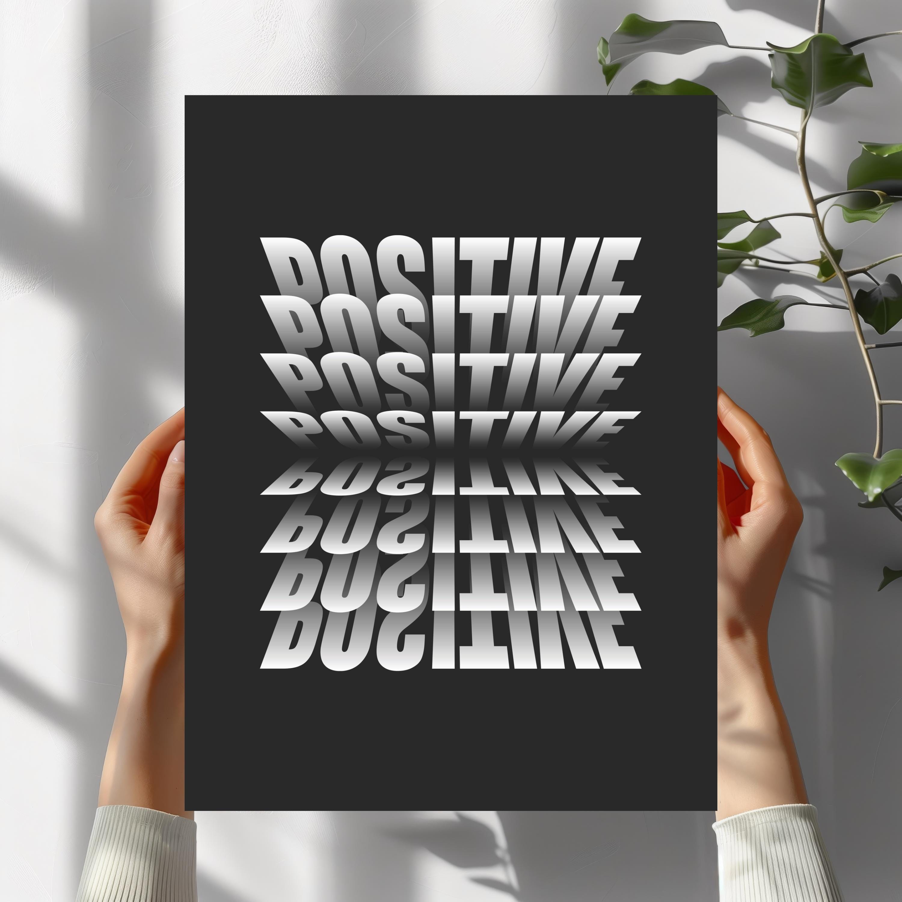 Positive Word Art Typography Printable Wall Art Digital Download, Home ...