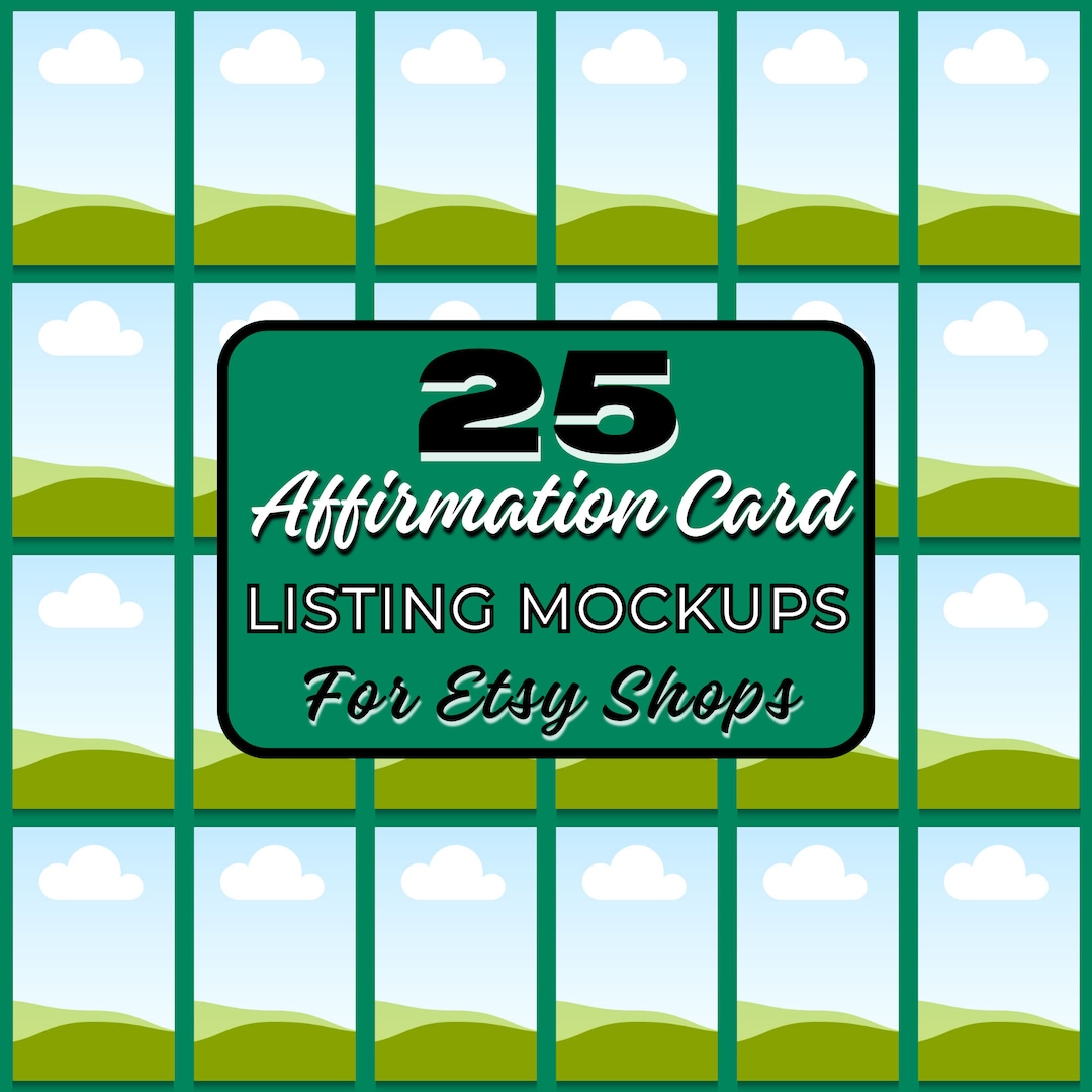 25 Affirmation Card Etsy Listing Mockups, Mockups for 2.5" X 3.5" Flash ...