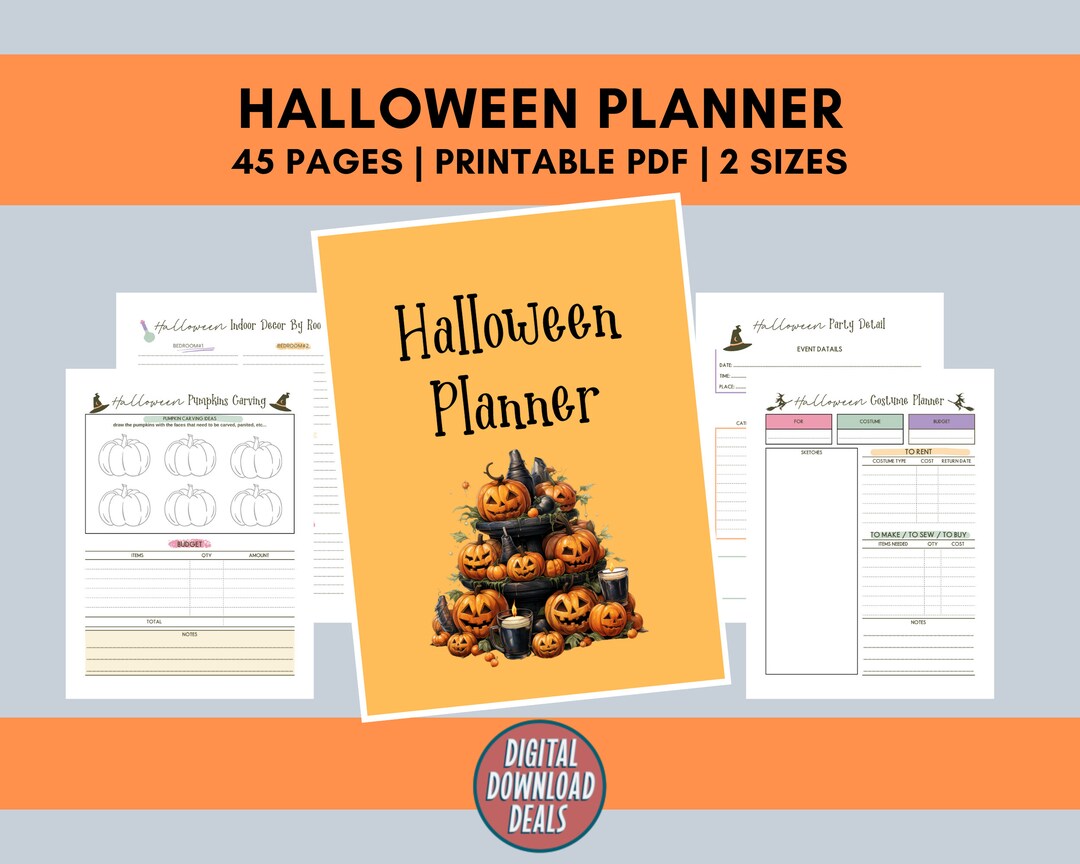 Halloween Planner Printable, Halloween Digital Planner, Holiday Planner ...