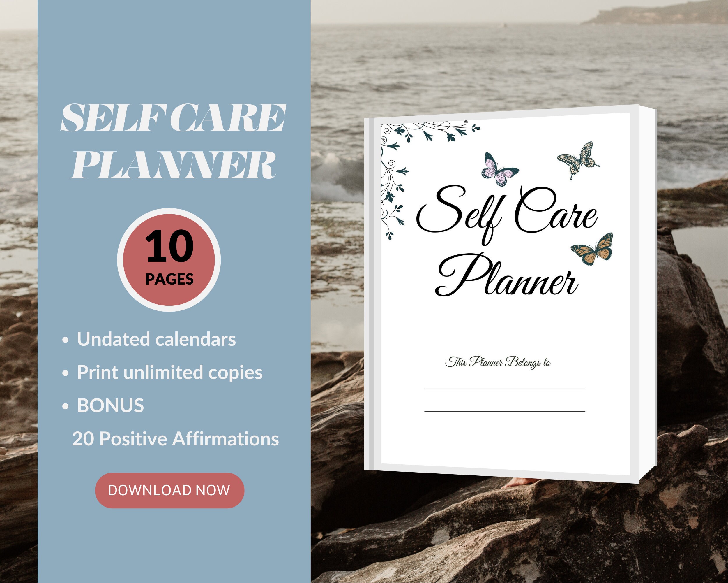 Self Care Planner Printable, Fillable, Undated Self Care Journal ...