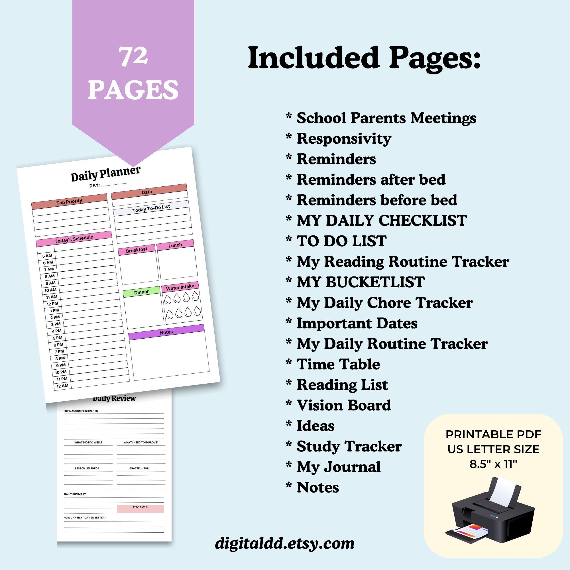 Printable Back to School Planner, 2024 - 2025 School Planner and ...