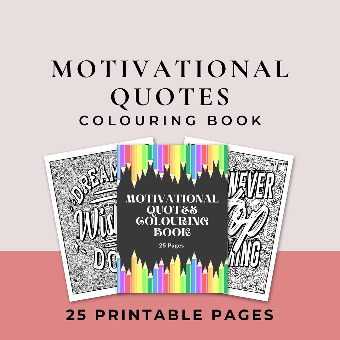 Motivational Quotes Adult Colouring Book 25 Pages Printable Digital ...