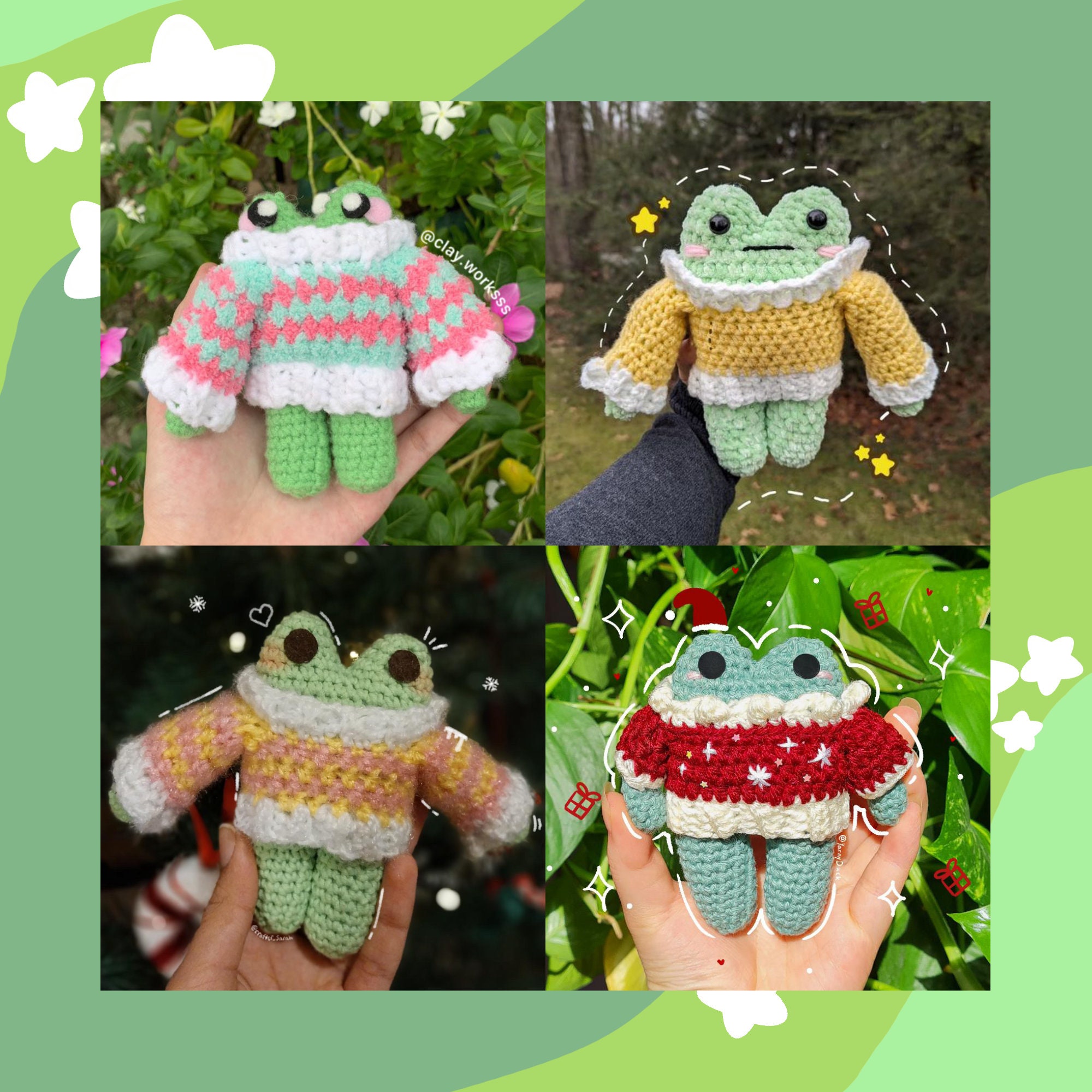 Crochet Pdf Pattern // No-sew Ferg the Cozy Froggie Amigurumi Cute ...