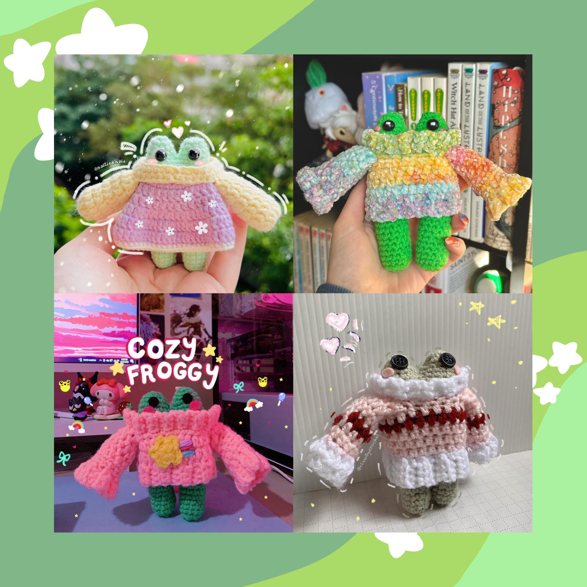 Crochet Pdf Pattern // No-sew Ferg the Cozy Froggie Amigurumi Cute ...