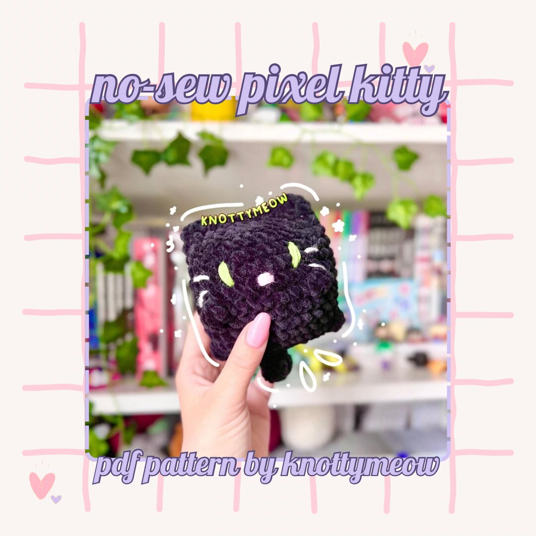 Crochet Pdf Pattern // No-sew Pixel Kitty // Perfect Market Stash ...