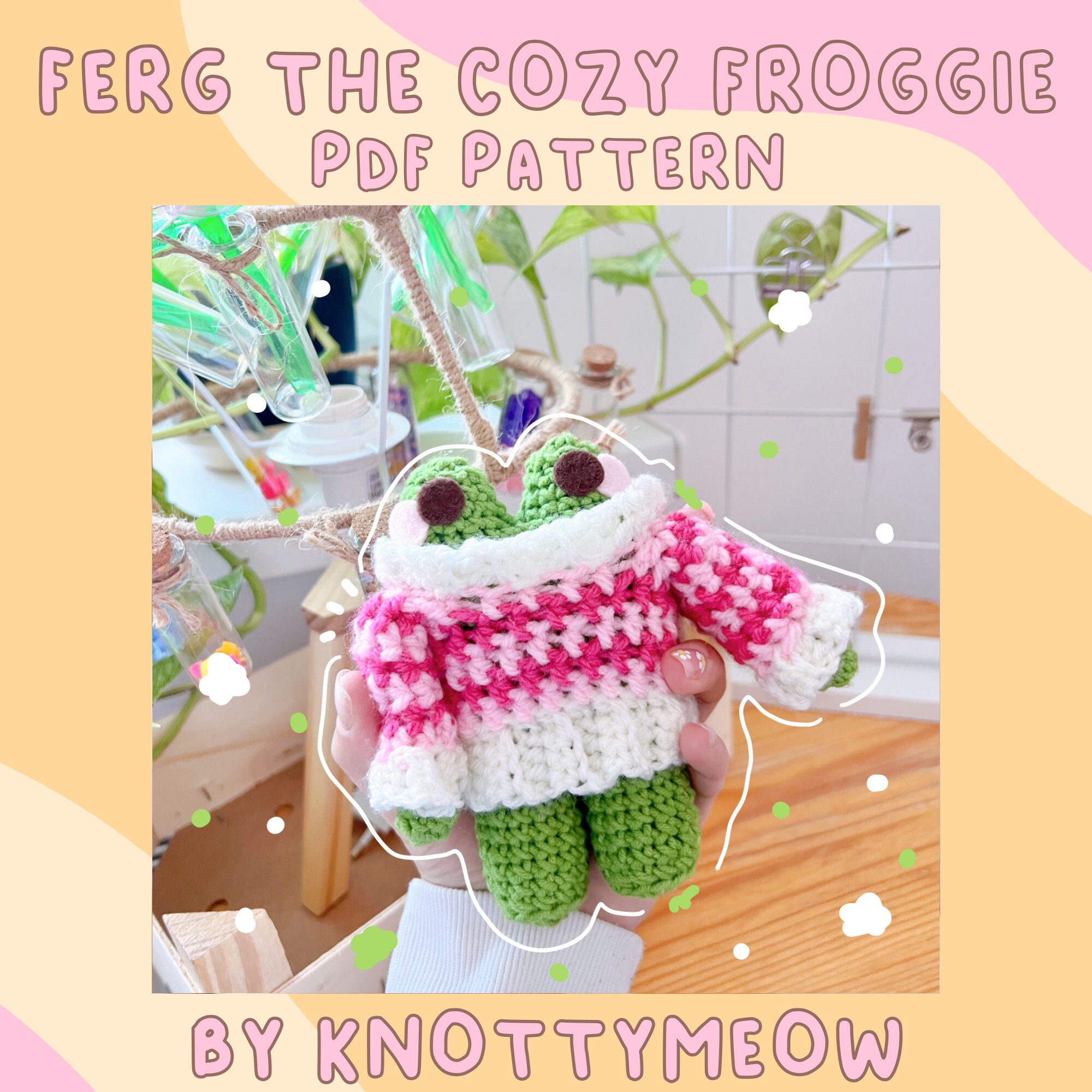 Crochet Pdf Pattern // No-sew Ferg the Cozy Froggie Amigurumi Cute ...