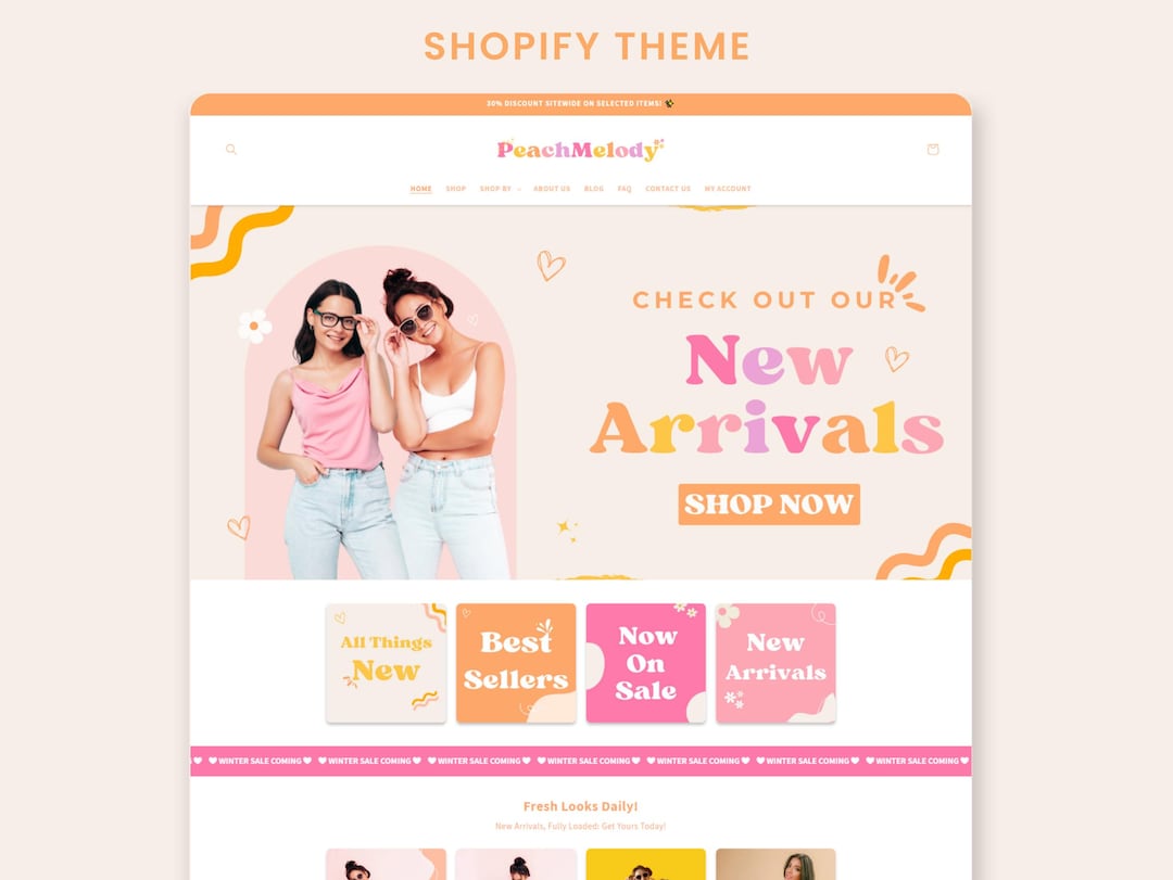 Peach Melody Boutique Shopify Theme | Pink Shopify Template | Feminine ...