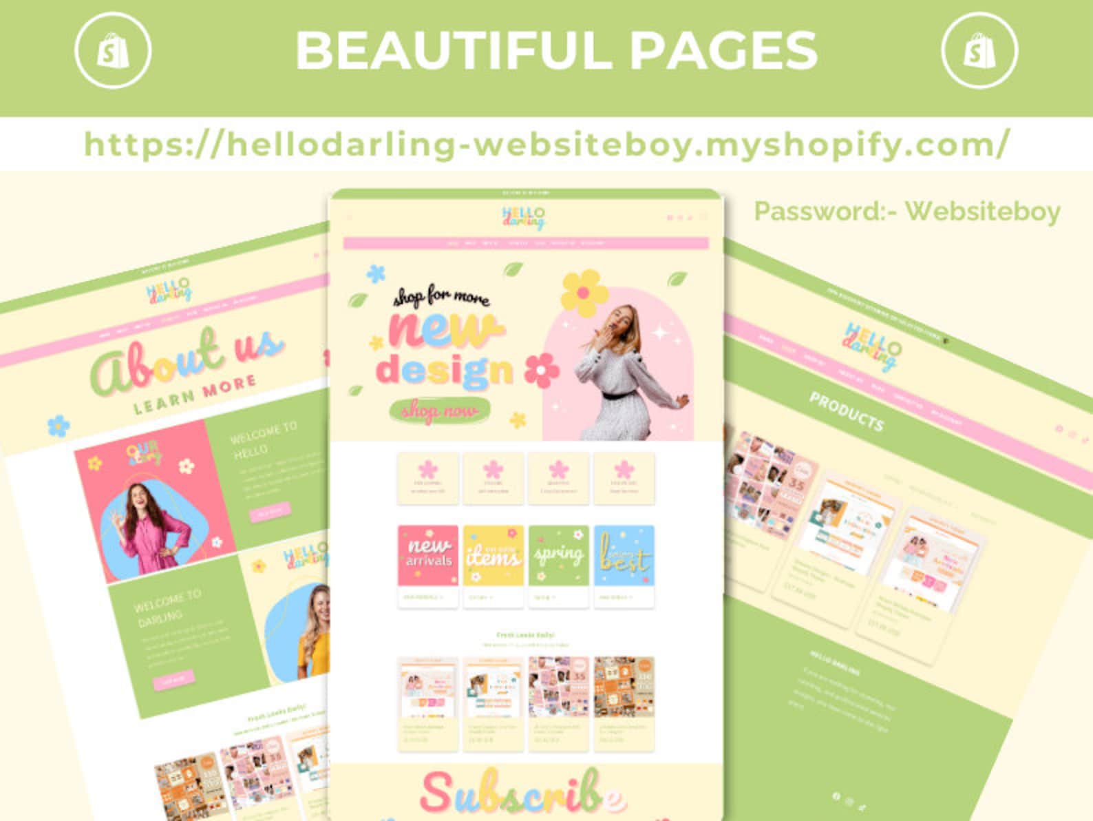 Hello Darling Boutique Shopify Theme | Pink Shopify Template | Feminine ...