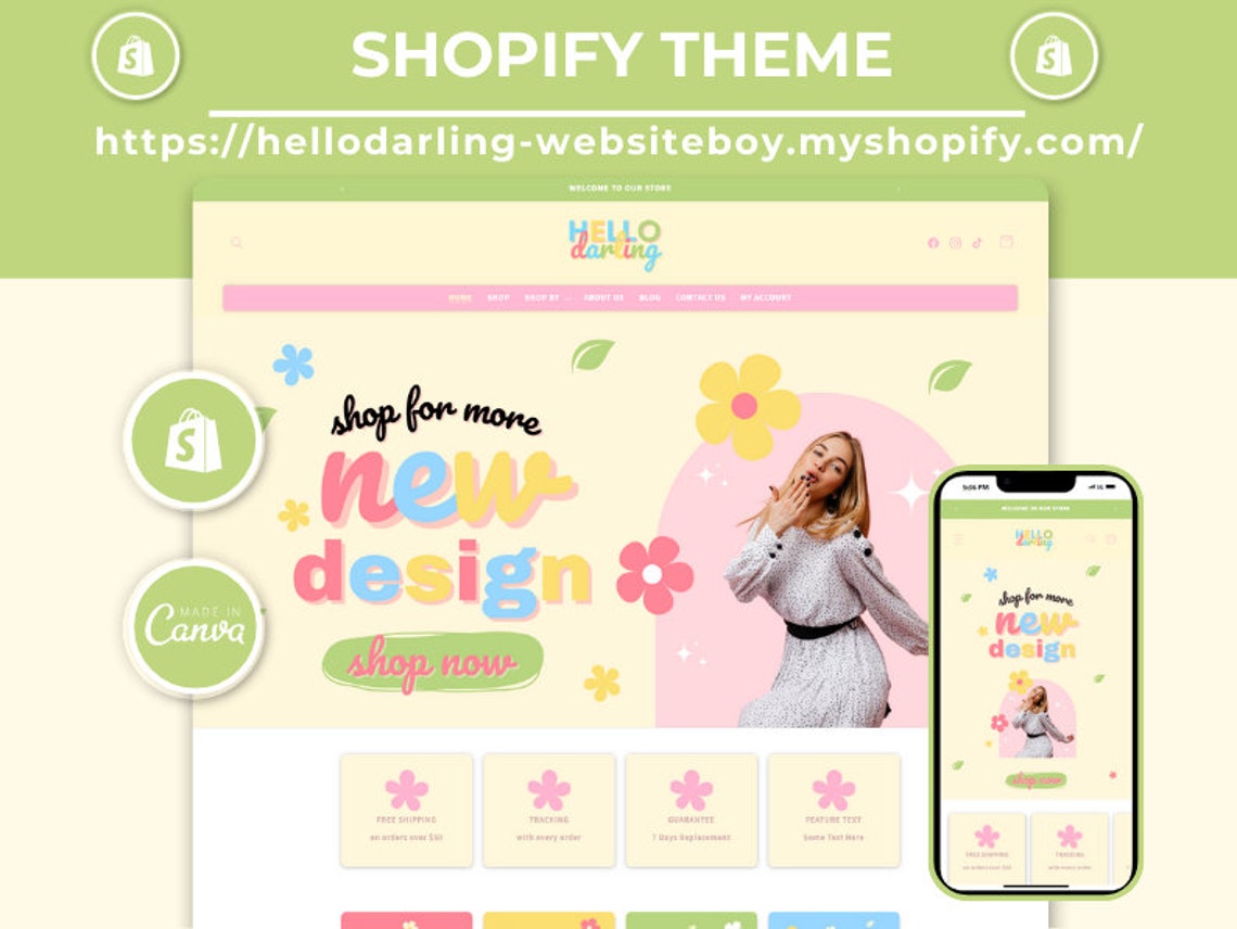 Hello Darling Boutique Shopify Theme | Pink Shopify Template | Feminine ...