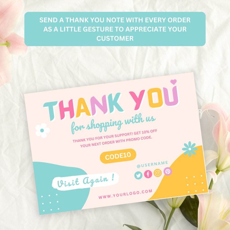 Colorful Thank You & Order Card Template - Small Business Branding ...