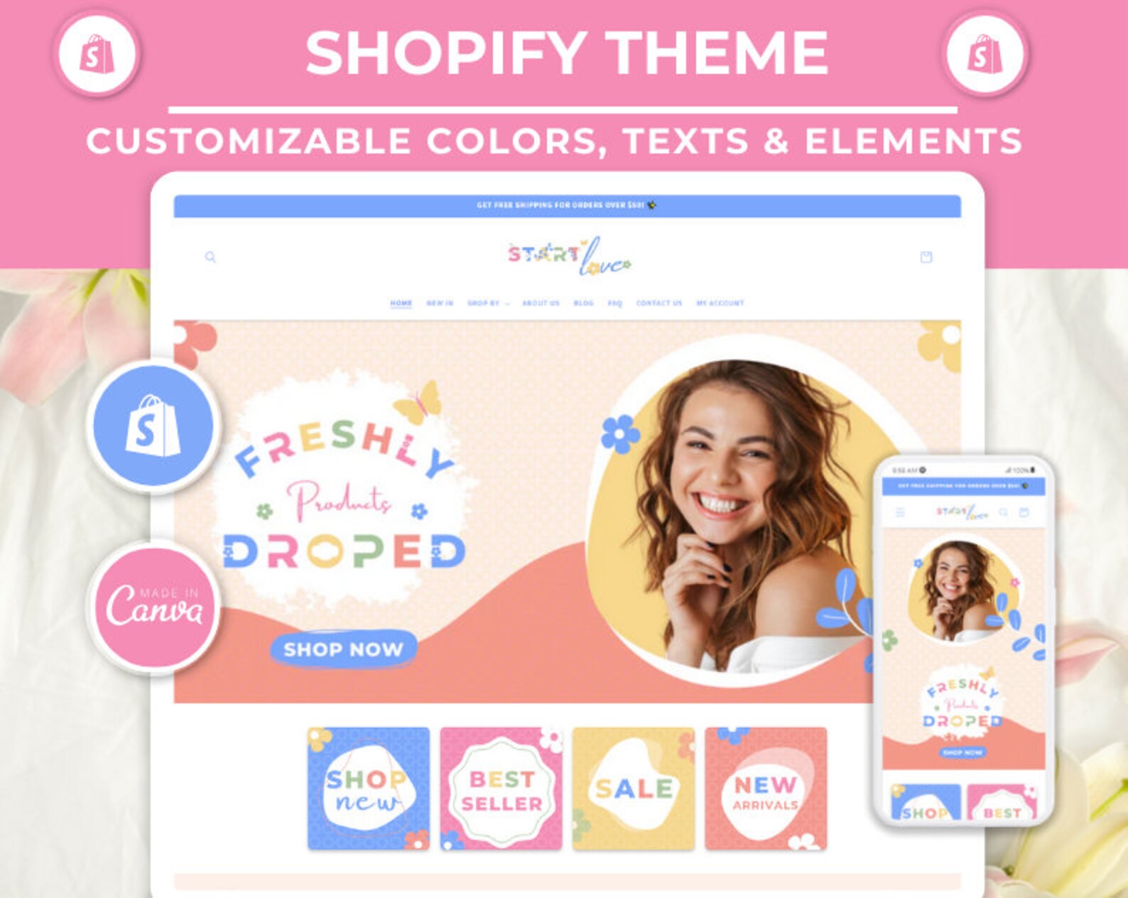 Start Love Shopify Theme | Pink Shopify Template | Feminine, Minimal ...