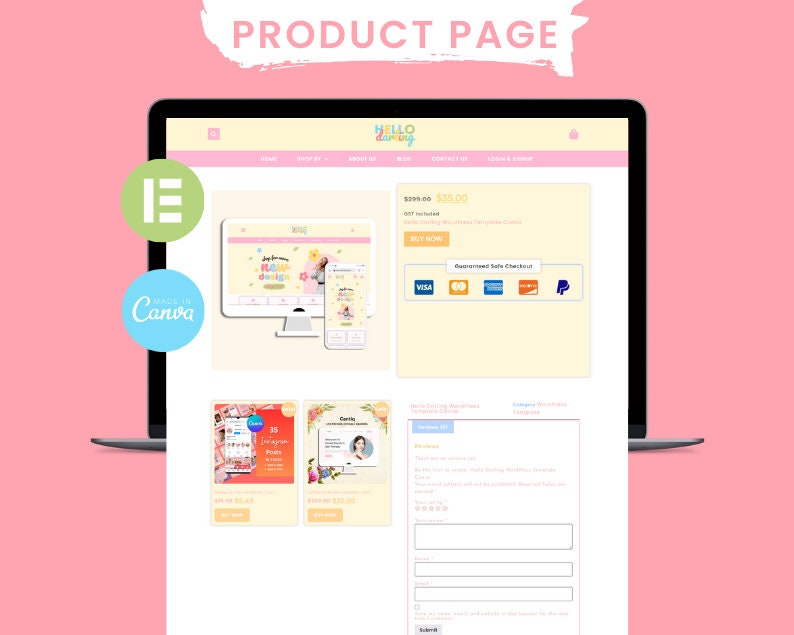 Hello Darling Wordpress Theme Elementor Pro Theme Woocommerce Theme Website Template - Etsy
